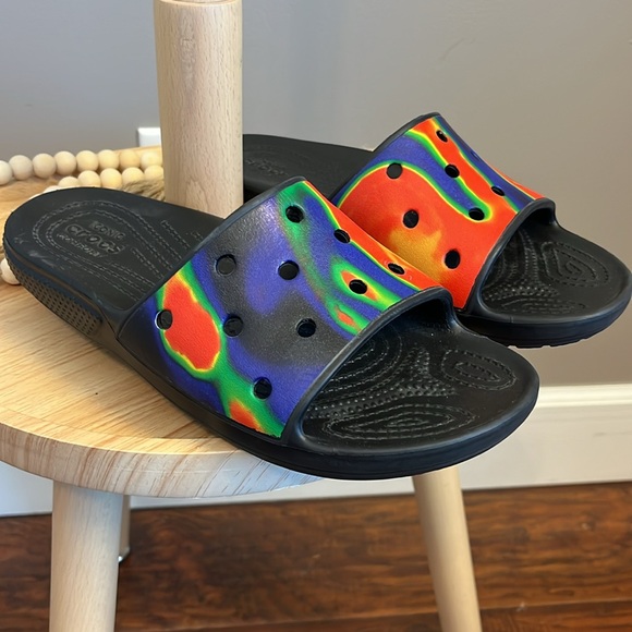 CROCS | Shoes | New Crocs Colorful Tie Dye Classic Slide Sandals Mens 7 ...